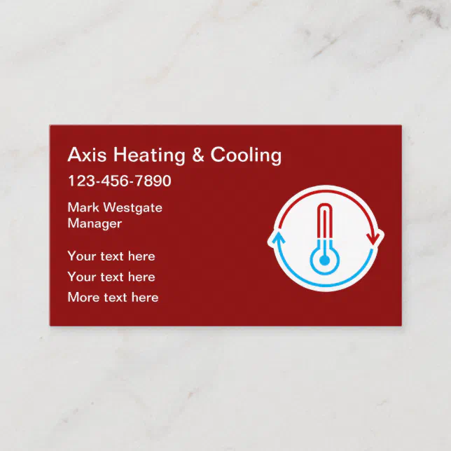 Air Conditioning & Heating Service Business Card | Zazzle