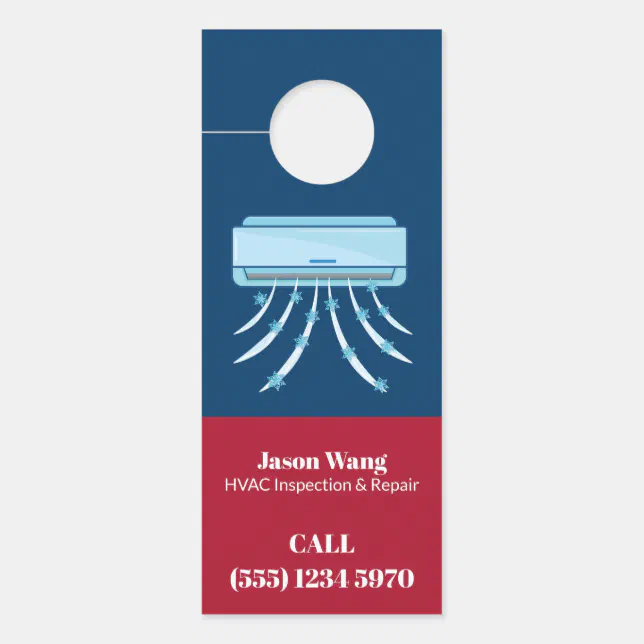 Air Conditioning HVAC Custom QR Door Hanger | Zazzle