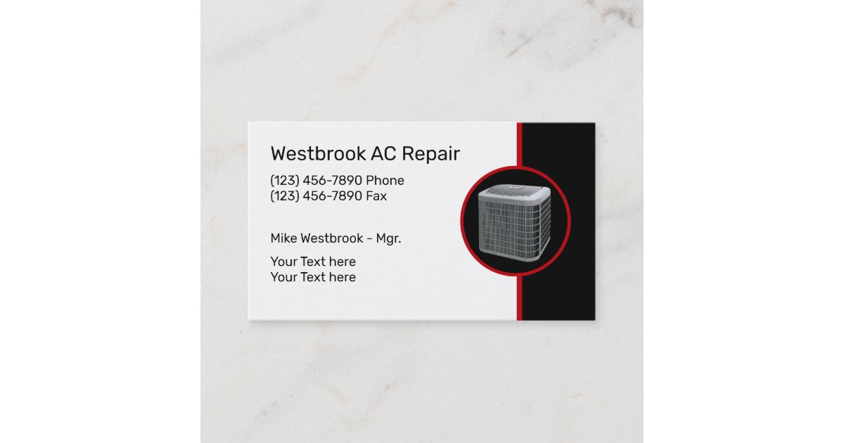 Air Conditioning Repair Services Business Card | Zazzle