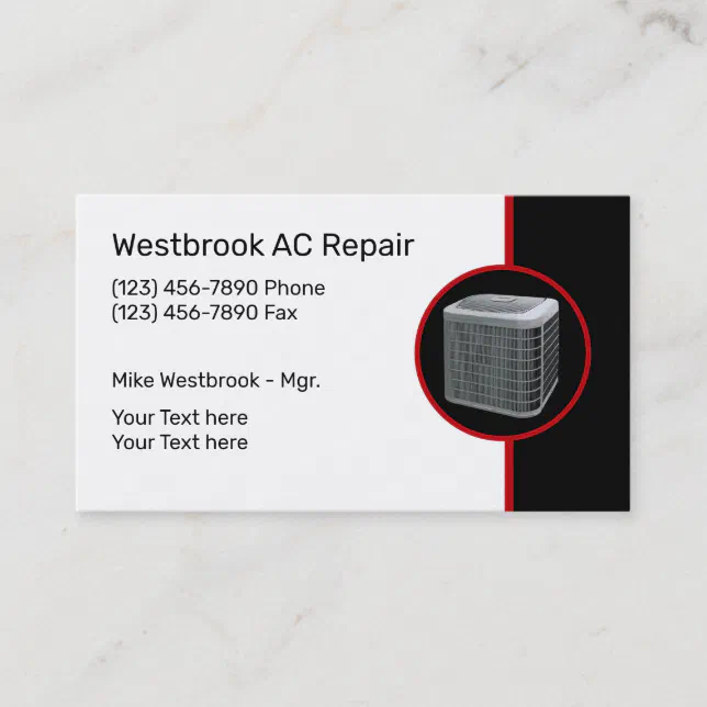 Air Conditioning Repair Services Business Card | Zazzle