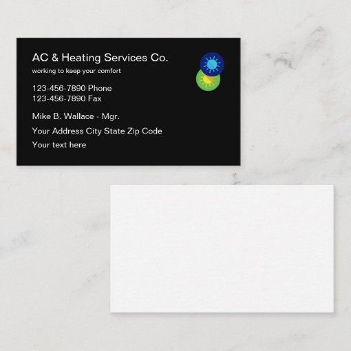 Air Conditioning Services Modern Design Business Card | Zazzle