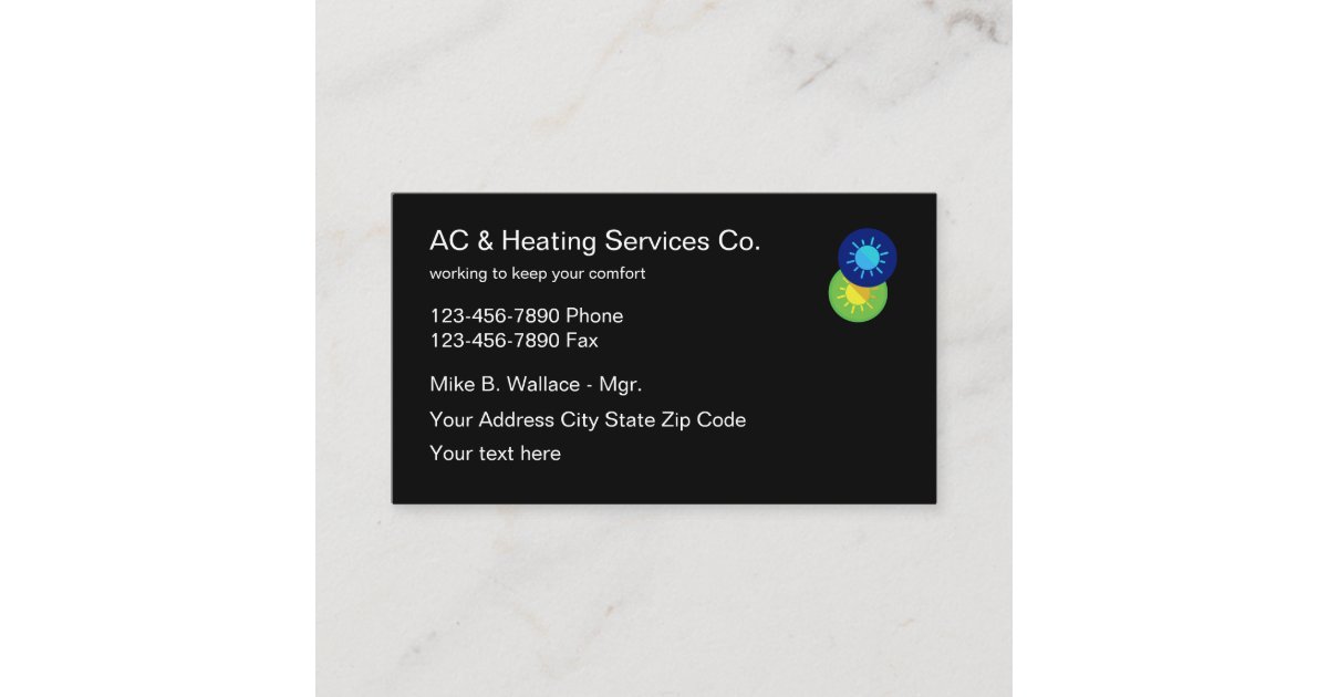 Air Conditioning Services Modern Design Business Card | Zazzle