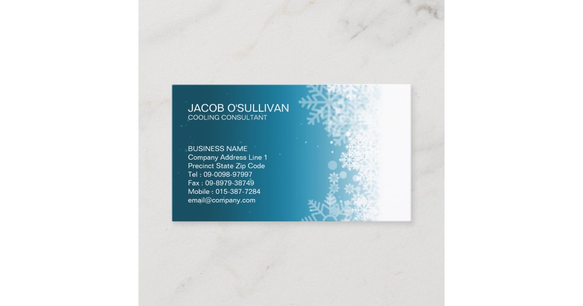 Air Conditioning Snow Flakes Business Card | Zazzle
