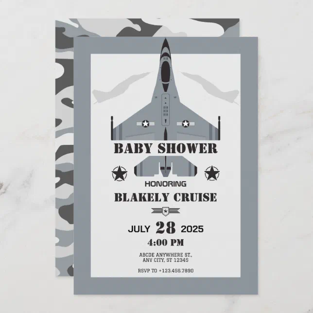 Air force aircraft baby shower invitation | Zazzle
