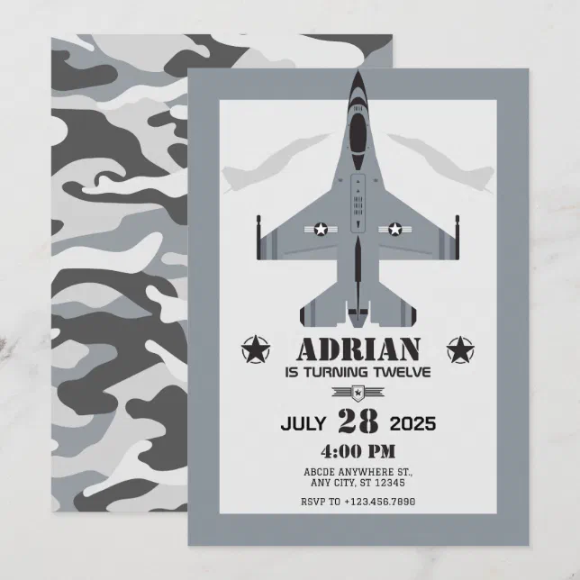 Air force aircraft birthday invitation | Zazzle