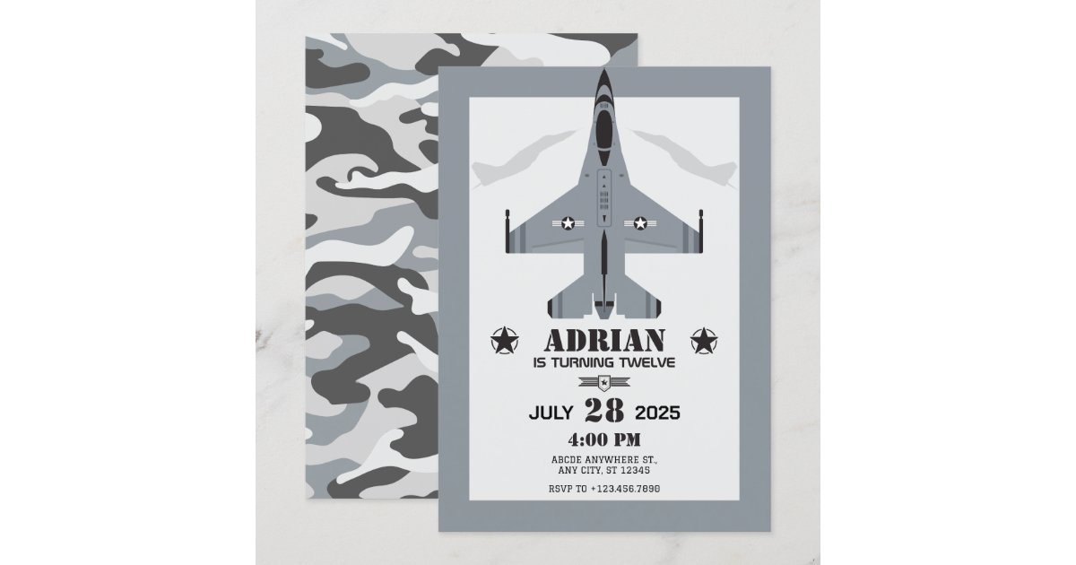 Air force aircraft birthday invitation | Zazzle