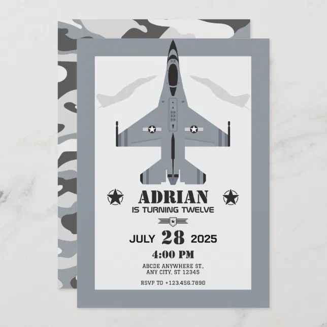Air force aircraft birthday invitation | Zazzle