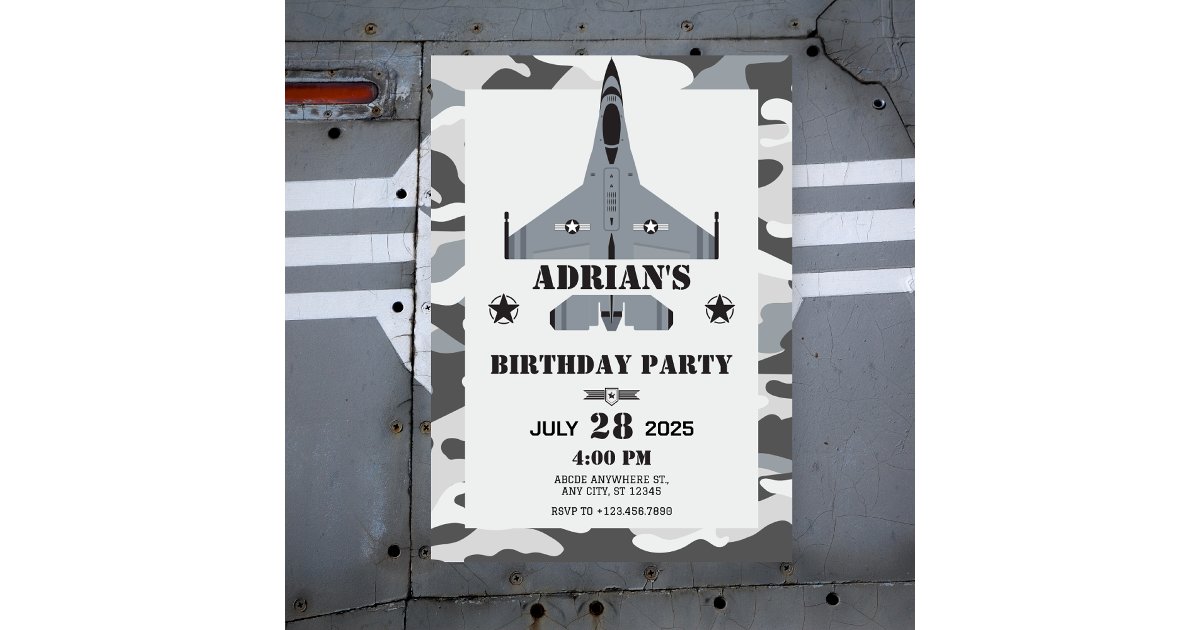 Air force aircraft PILOT birthday Invitation | Zazzle
