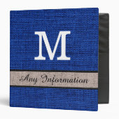 Air Force Blue Burlap Linen Monogram #2 3 Ring Binder | Zazzle