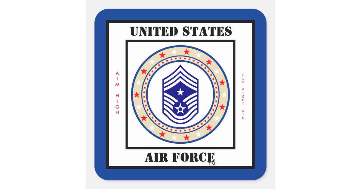 Air Force Command Chief Master Sergeant CCM Sgt E9 Square Sticker | Zazzle