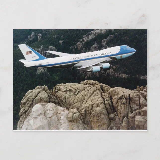 Air Force One above Mount Rushmore Postcard | Zazzle