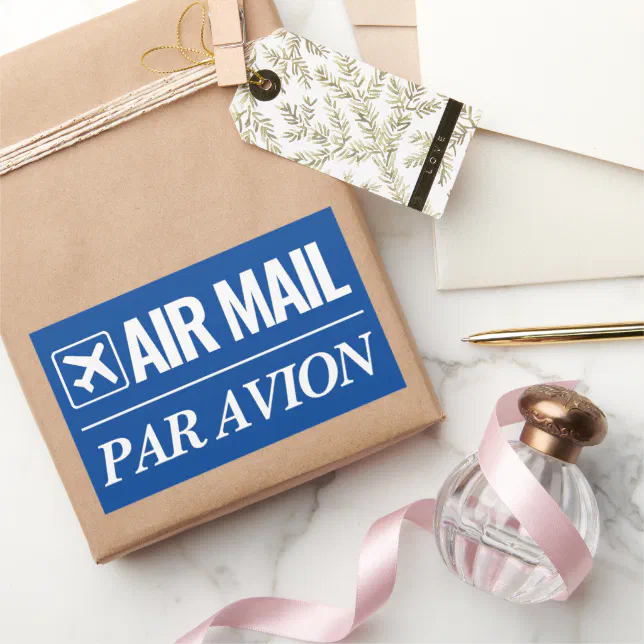 Air Mail / Par Avion big blue shipping stickers | Zazzle