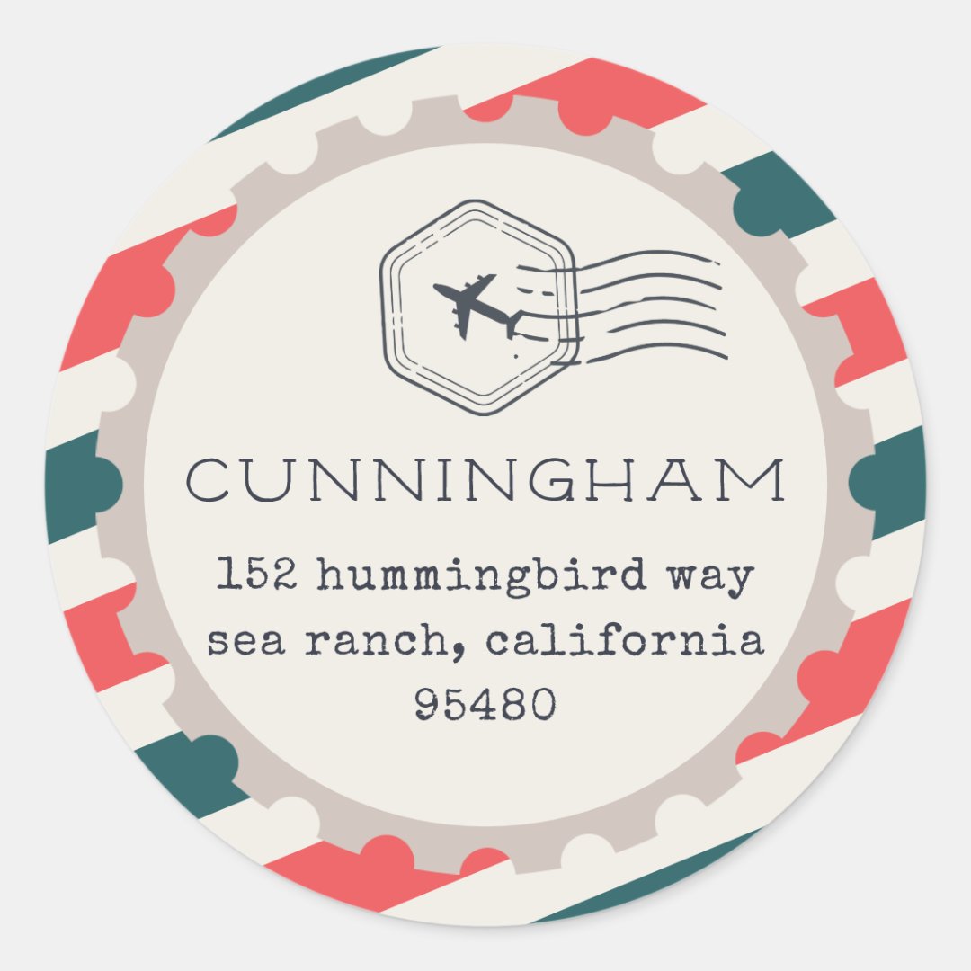 Air Mail Return Address Sticker | Zazzle