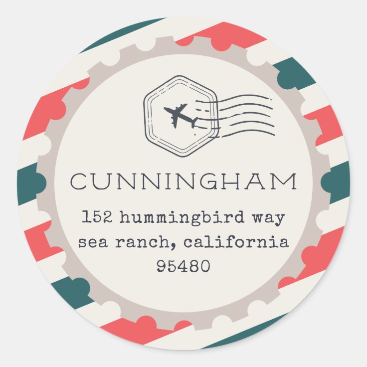 Air Mail Return Address Sticker | Zazzle