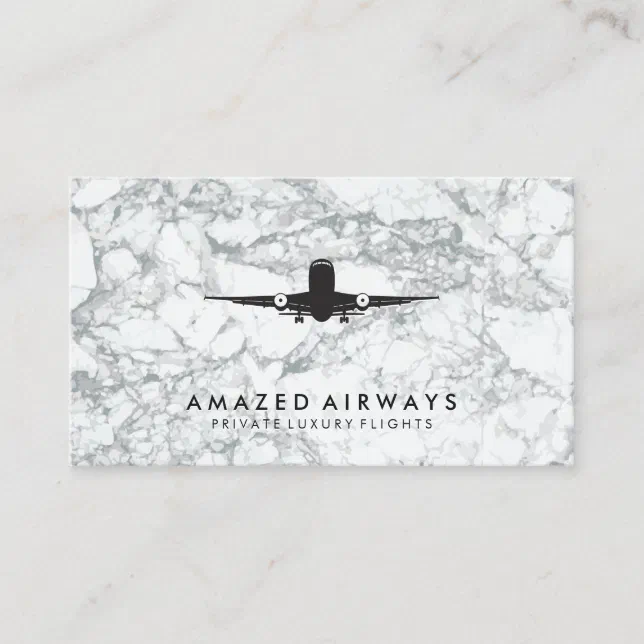 Air Plane | Take Off | Marble | Luxury Flights Business Card | Zazzle