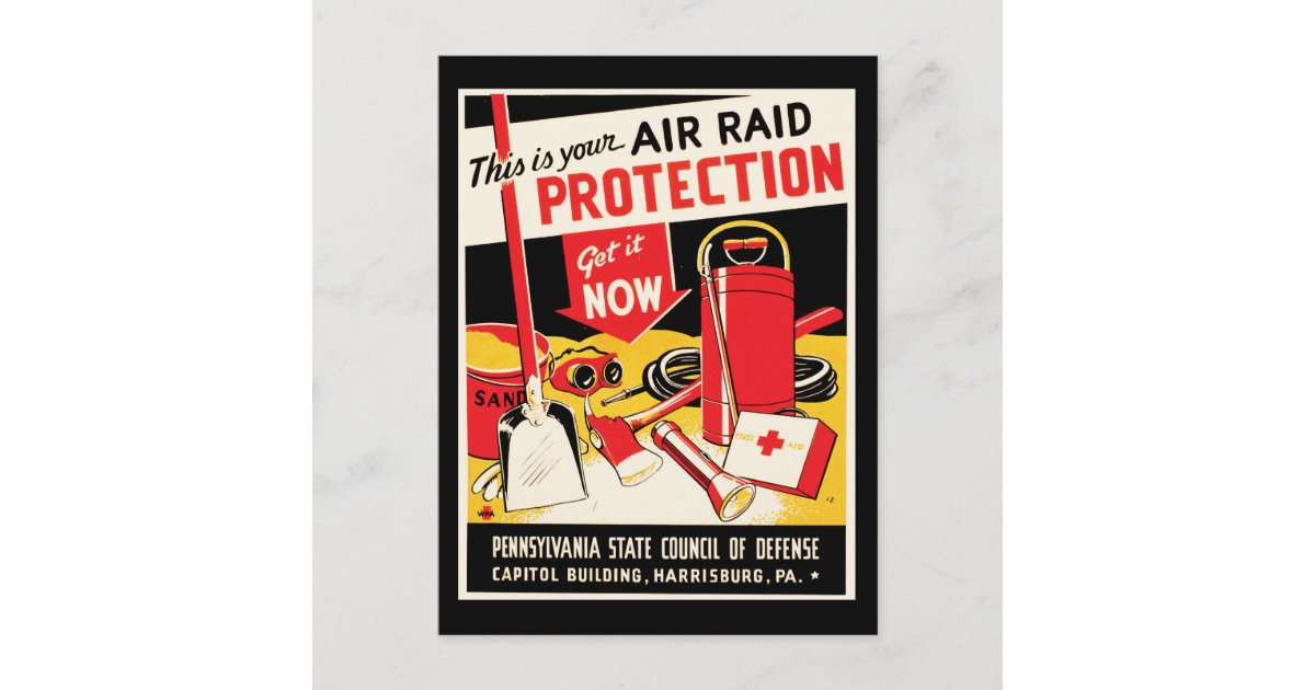 Air Raid Protection Postcard | Zazzle