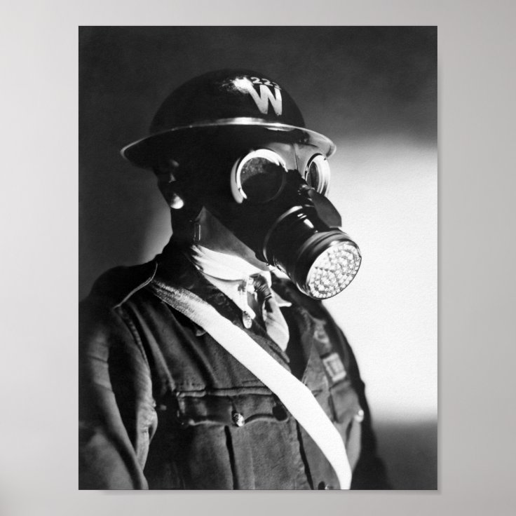 Air Raid Warden Wearing Gas Mask - WW2 Poster | Zazzle
