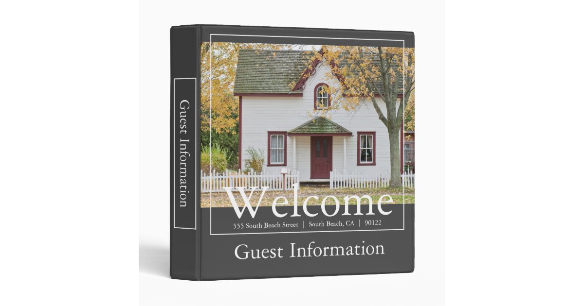 Airbnb Vacation Rental Photo Guest Information 3 Ring Binder | Zazzle