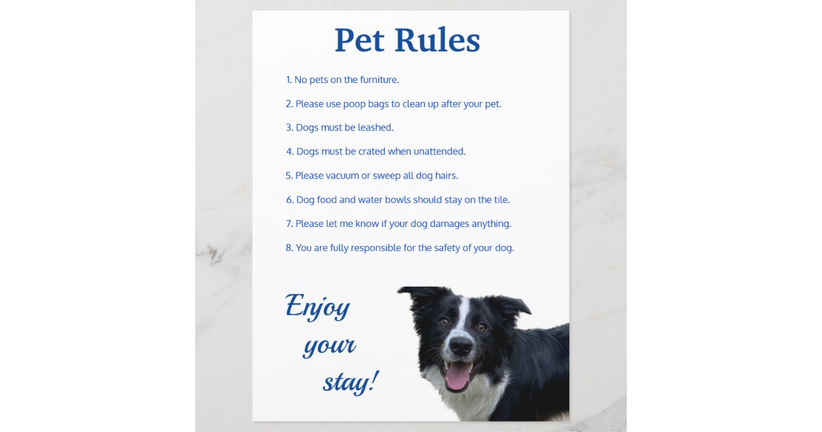 Airbnb Vrbo Pet Rules Sign Template Home Flyer | Zazzle