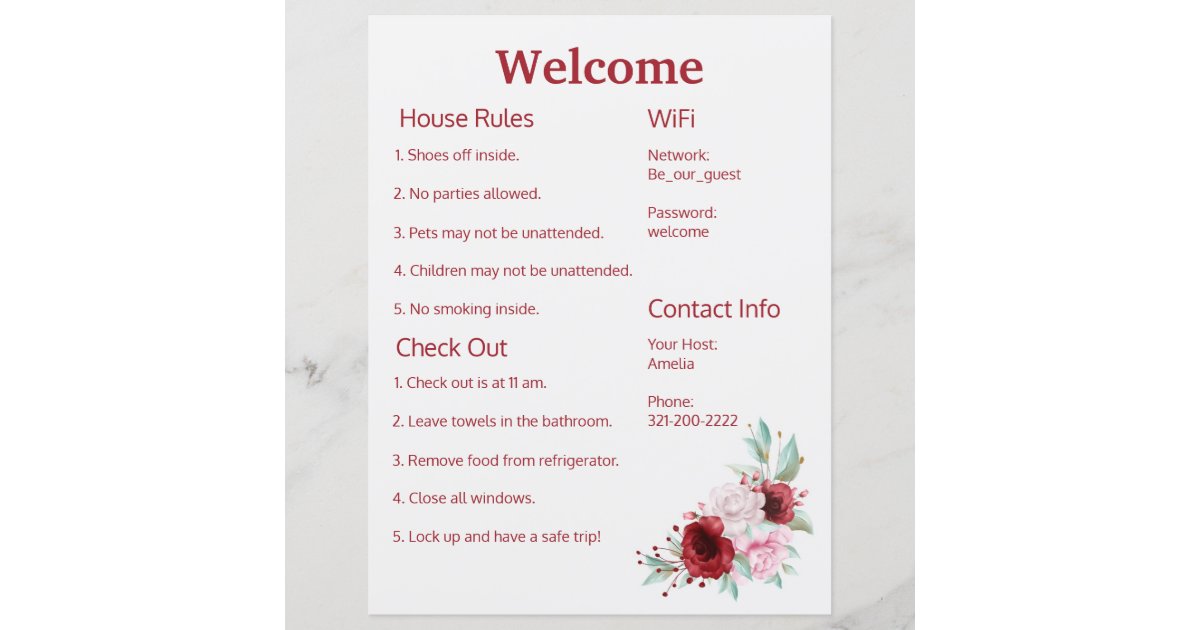 Airbnb Vrbo Welcome Sign Template Guide | Zazzle