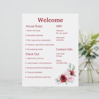 Airbnb Vrbo Welcome Sign Template Guide | Zazzle