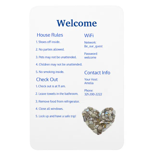Airbnb Vrbo Welcome Sign Template Guide Beach Magnet | Zazzle