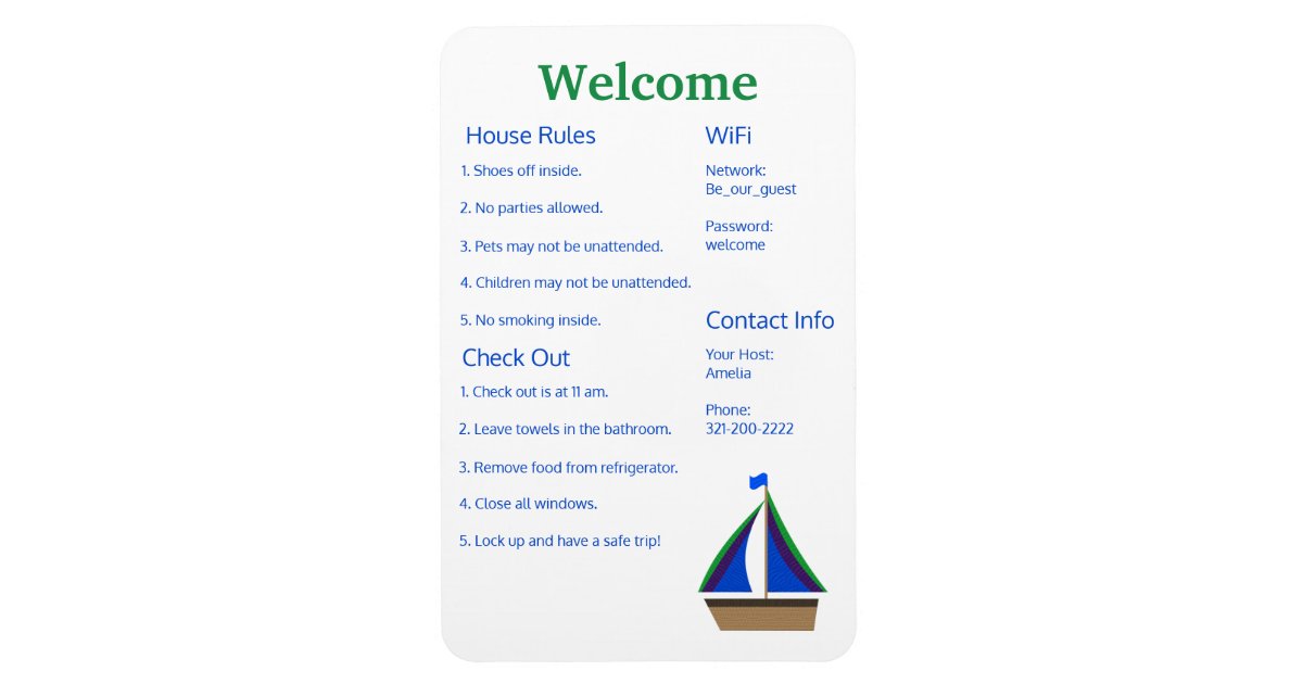 Airbnb Vrbo Welcome Sign Template Home Magnet | Zazzle