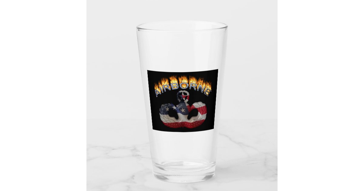 Airborne Paratrooper Flaming Jump Wings Glass | Zazzle