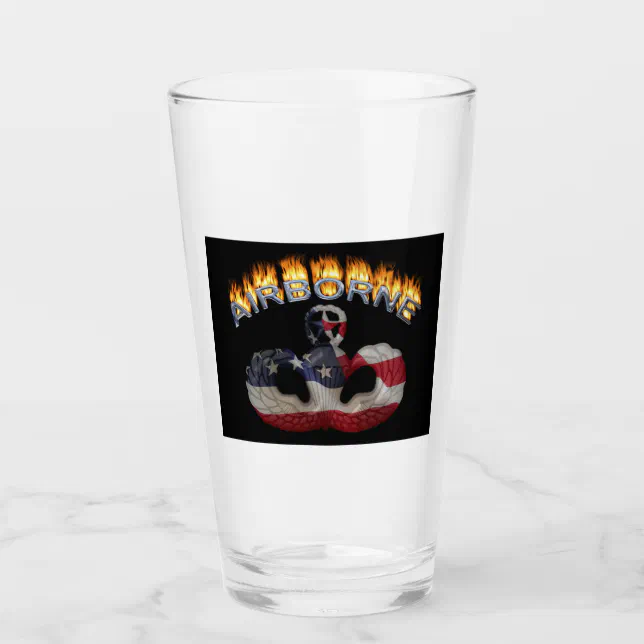 Airborne Paratrooper Flaming Jump Wings Glass | Zazzle