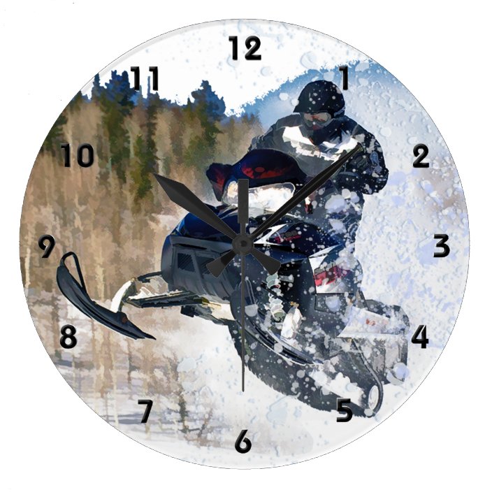 Airborne Snowmobile Large Clock | Zazzle.com