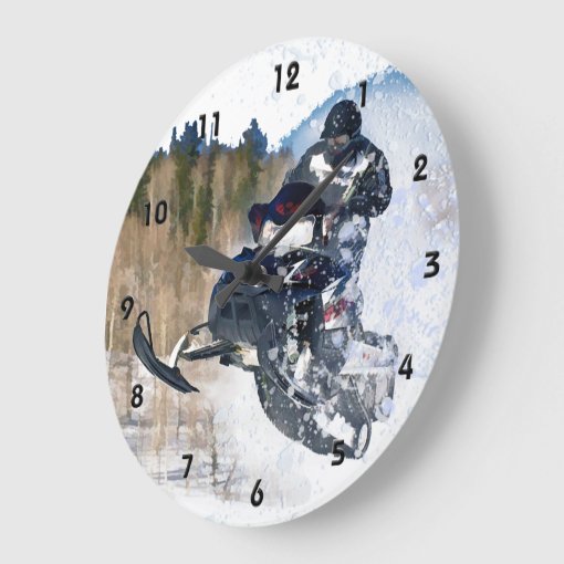 Airborne Snowmobile Large Clock | Zazzle