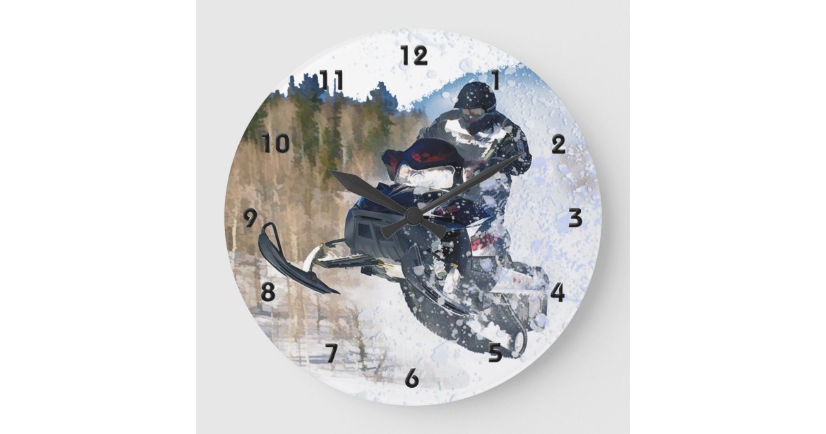 Airborne Snowmobile Large Clock | Zazzle