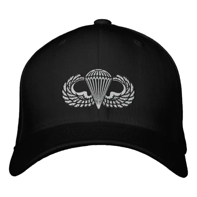 Airborne stencil embroidered baseball cap | Zazzle
