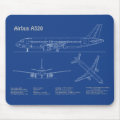Airbus A320 - Airplane Blueprint Drawing Plans AD Mouse Pad | Zazzle