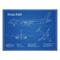 Airbus A320 - Airplane Blueprint Drawing Plans AD Photo Print | Zazzle