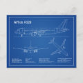 Airbus A320 - Airplane Blueprint Drawing Plans AD Postcard | Zazzle