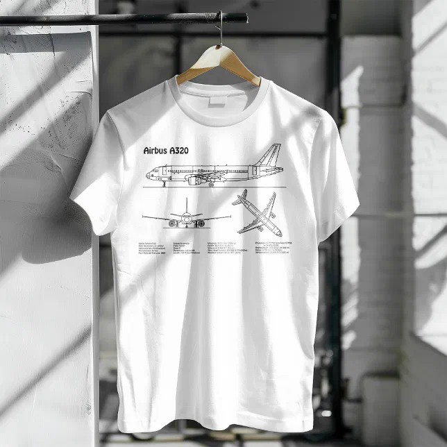 Airbus A320 - Airplane Blueprint Drawing Plans BD T-Shirt | Zazzle