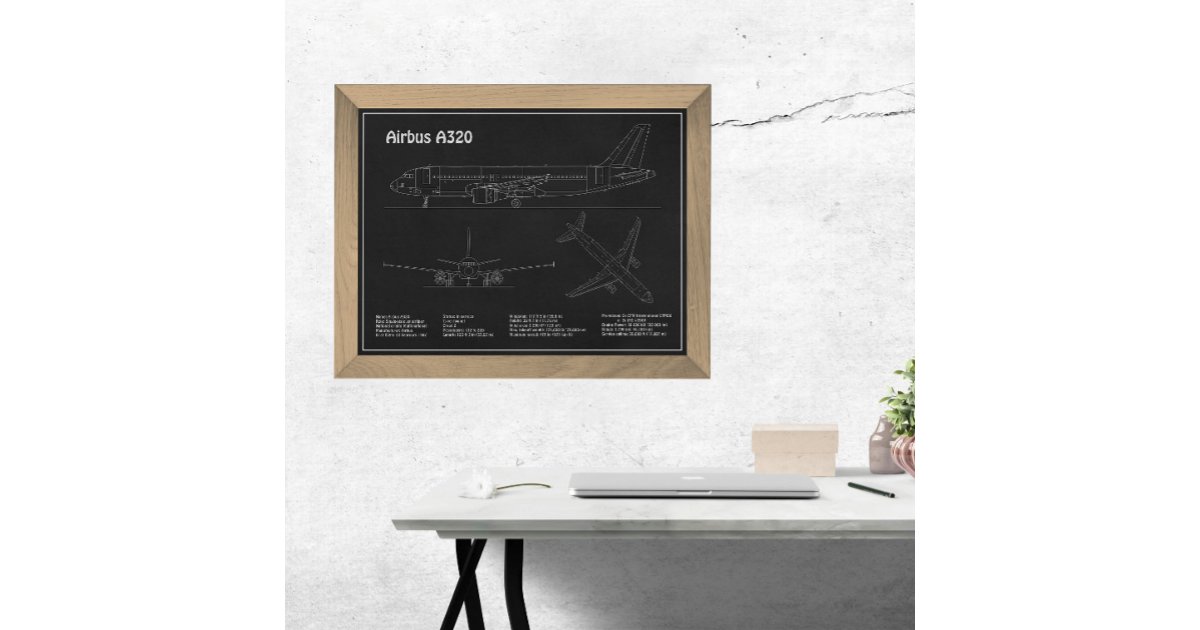Airbus A320 - Airplane Blueprint Drawing Plans PD Photo Print | Zazzle