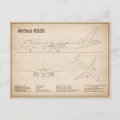 Airbus A320 - Airplane Blueprint Drawing Plans SD Postcard | Zazzle