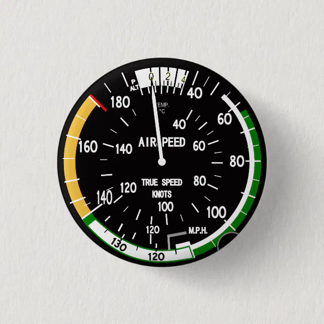 Aircraft Airspeed Indicator Flight Instrument Button | Zazzle