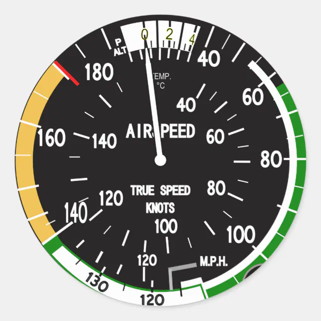 Aircraft Airspeed Indicator Flight Instrument Classic Round Sticker ...