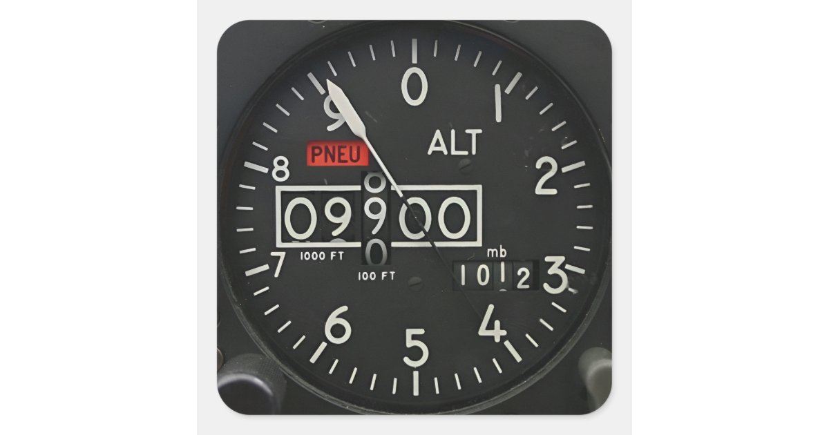 Aircraft Avionics Altimeter Square Sticker | Zazzle