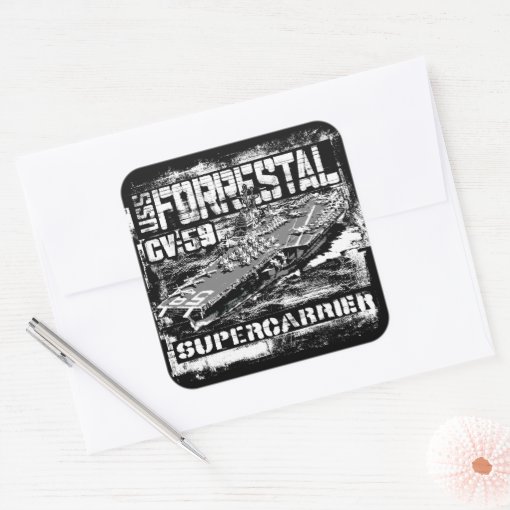 Aircraft carrier Forrestal Square Sticker Sticker | Zazzle
