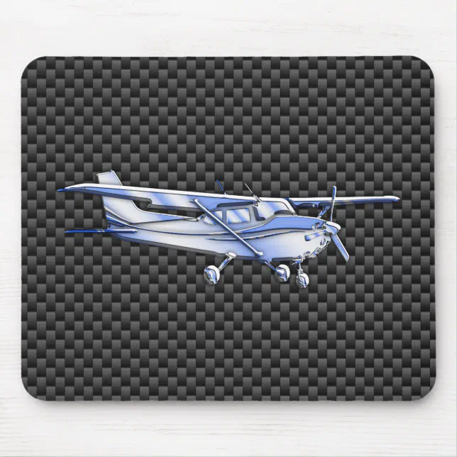 Aircraft Chrome Like Cessna Black Carbon Fiber Mouse Pad | Zazzle