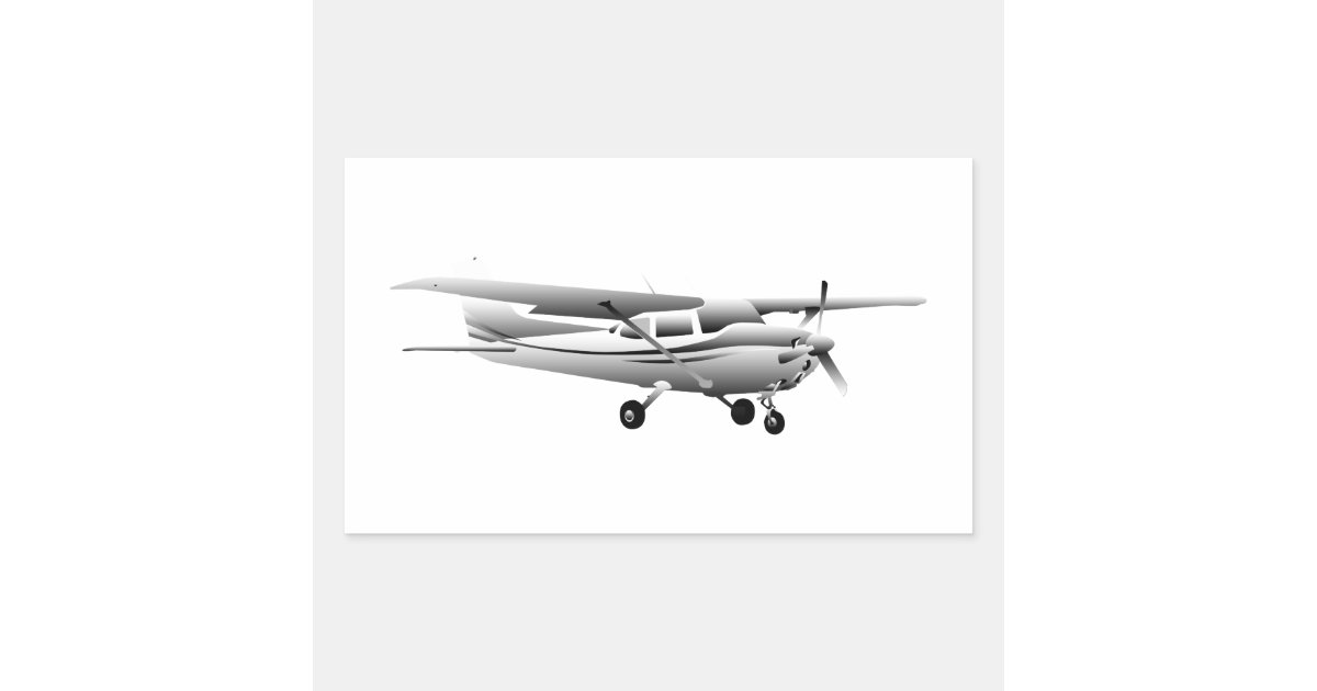 Aircraft Classic Cessna Silhouette Flying Burst Rectangular Sticker ...