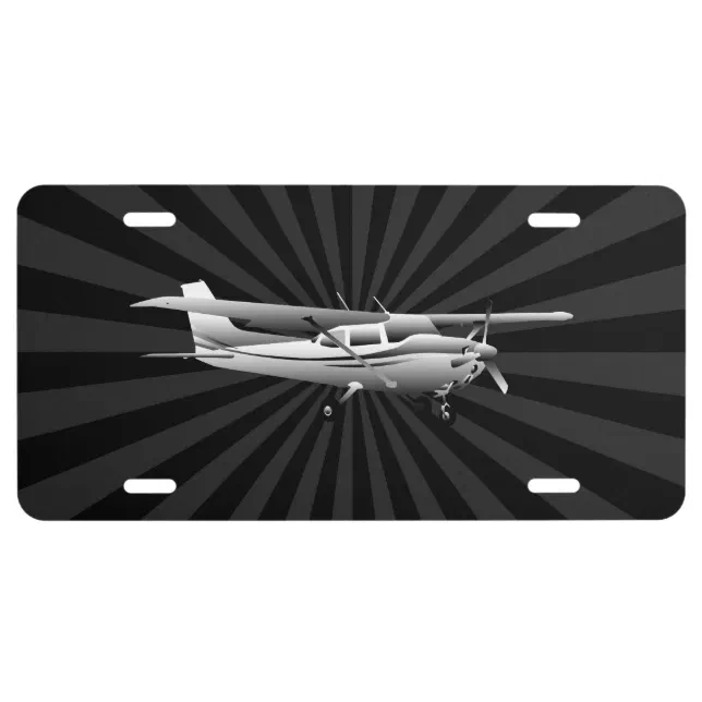Aircraft Classic Cessna Silhouette Flying Sunburst License Plate | Zazzle