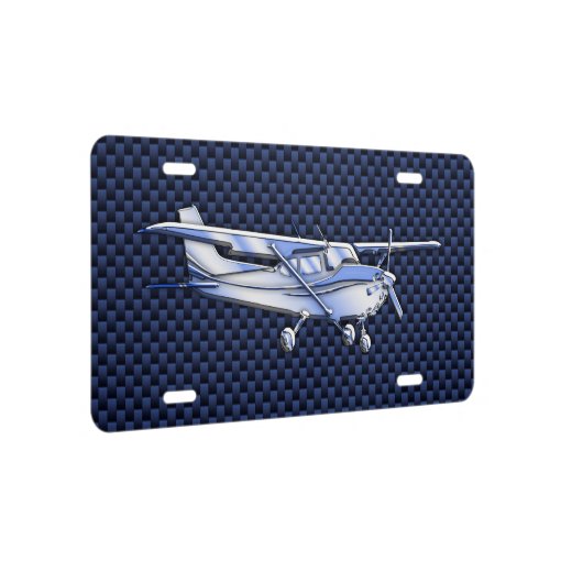 Aircraft Classic Chrome Cessna Flying Carbon Fiber License Plate | Zazzle