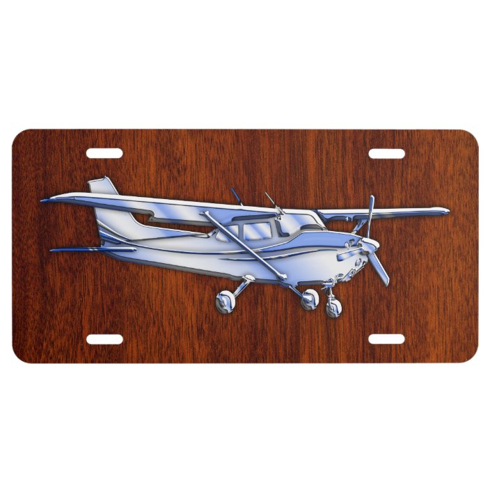 Aircraft Classic Chrome Cessna Flying Mahogany License Plate | Zazzle.com