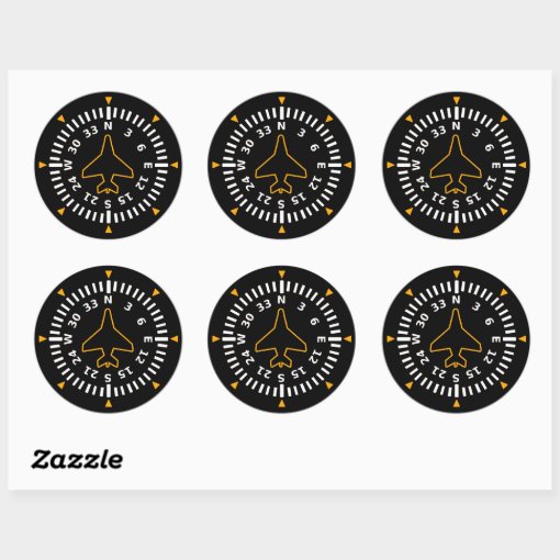 Aircraft Compass Flight Instrument Classic Round Sticker | Zazzle