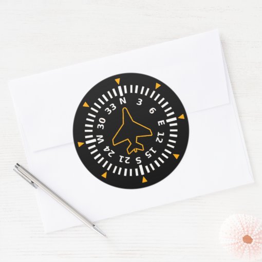 Aircraft Compass Flight Instrument Classic Round Sticker | Zazzle